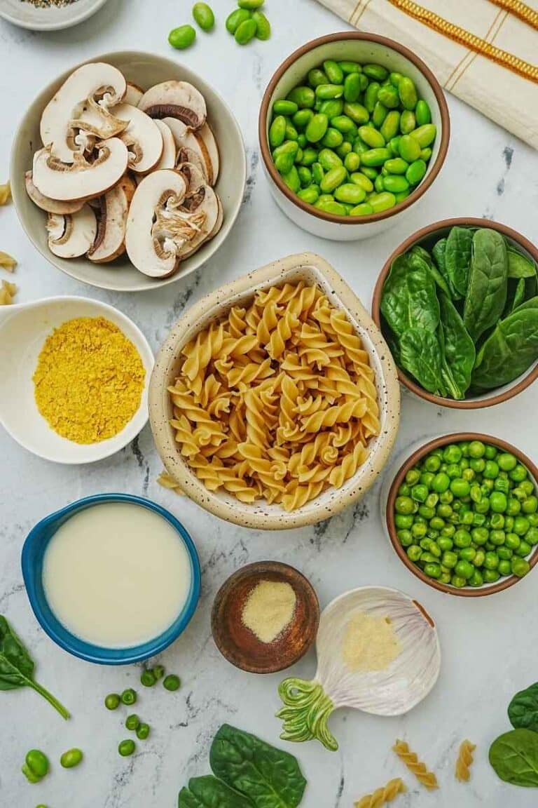 Creamy Edamame & Mushroom Pasta