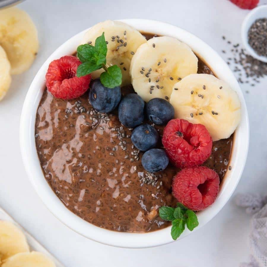Plant-Based Dark Chocolate Berry Chia Pudding